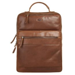 Pike PIKÉ Laptoprucksack, braun, Leder, Rindsleder, unifarben, Rucksäcke, echt Leder