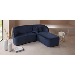 Ecksofa, B:200cm H:87cm T:165cm, blau, LeGer Home by Lena Gercke, Struktur fein 100% Polyester);Samtoptik (100% Polyester);Bouclé (100% Polyester),