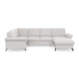 Wohnlandschaft Places of Style, B:326cm H:91cm T:188cm, silber, 98% Polyester 2% Polyamid, Sofas, "Calando U-Form", wahlweise mit Bettfunktion,