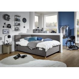 Meise M&ouml;bel Kinderbett MEISE.M&Ouml;BEL, B:150cm L:210cm, grau, Betten, "COOL II", Polsterbett wahlweise mit Bettkasten, Jugendbett inkl. USB Anschl&uuml;sse