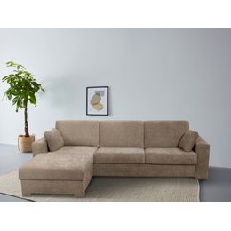 Ecksofa Home Affaire, B:300cm H:85cm T:173cm, braun, 100% Polyester, Wohnzimmer, Sofas, "Roma "L" Dauerschlaffunktion, mit Unterfederung",