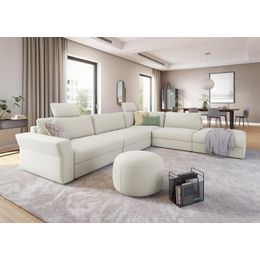 Sit & More Ecksofa SIT & MORE, B:356cm H:80cm T:292cm, beige, Samtoptik (100% Polyester);Soft clean (98% Polyester, 2% Polyamid);Struktur fein (100% Polyester),