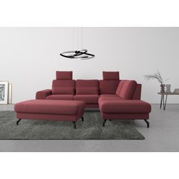 Sit & More Ecksofa SIT & MORE, B:260cm H:88cm T:226cm, rot, Wohnzimmer, Sofas, "Cinturo L-Form", inklusive Sitztiefenverstellung und Federkern, Sitzhöhe 45 cm