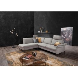 Ecksofa Places of Style, B:265cm H:85cm T:223cm, grau, 100% Polyester, Wohnzimmer, Sofas, "Sarsina: mit Tonnentaschen-Federkern, perfekt zum