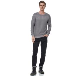 Rusty Neal Herren Strickpullover, grau, Gr. XXL, unifarben, 100% Baumwolle, Pullover, mit aufwendigem Strickmuster