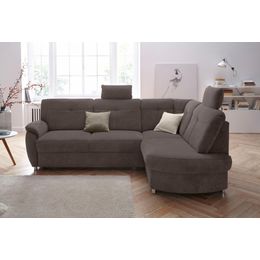 Sit & More Ecksofa SIT & MORE, B:246cm H:91cm T:176cm, braun, Kunstleder SOFTLUX;Luxus-Microfaser ALTARA NUBUCK (100% Polyester);Luxus-Microfaser (90%