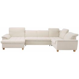 Wohnlandschaft Home Affaire, B:352cm H:81cm T:214cm, beige, Feinstruktur weich (100% Polyester);Luxus-Microfaser Lederoptik (100%