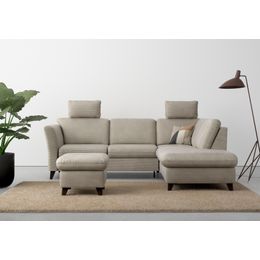 Ecksofa Home Affaire, B:252cm H:86cm T:213cm, grau, 95% Polyester, 5% Polyamid, Wohnzimmer, Sofas, "Trelleborg L-Form", wahlweise mit Bettfunktion