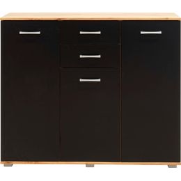 Kombikommode Priess, B:123cm H:103cm T:38cm, schwarz, Holzwerkstoff, Schlafzimmer, Sideboards, "Barcelona"