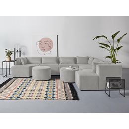 Ecksofa LEONIQUE, B:352cm H:70cm T:267cm, grau, Wohnzimmer, Sofas, "Alexane L-Form", zusammengesetzt aus Modulen, in vielen Bezugsqualitäten und