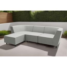 Ecksofa DOMO collection, B:279cm H:77cm T:103cm, silber, 100% Olefin, Garten, Sofas, "Sonna, individuell zusammenstellbar L-Form", Gartenlounge-Set