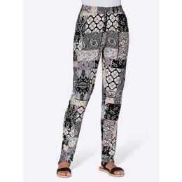 Inspirationen Damen Schlupfhose, beige, Gr. 19, bedruckt, gemustert, mehrfarbig, 100% Viskose, Hosen