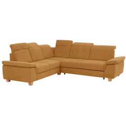 Ecksofa Home Affaire, B:256cm T:236cm, gelb, Luxus-Microfaser Florence (100% Polyester);Luxus-Microfaser weich (90% Polyester, 10% Polyamid);Webstoff