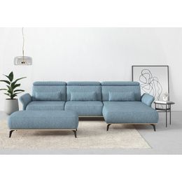 Ecksofa Places of Style, B:324cm H:93cm T:184cm, blau, 100% Polyester, Wohnzimmer, Sofas, "Fjord L-Form", massiv, wahlweise mit Armlehnfunktion,