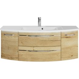 Waschtisch SAPHIR, B:131cm H:50,2cm T:49,8cm, braun, Badezimmer, Waschtische, "Serie 7045 Mineralmarmor-Waschtisch und Unterschrank, 131 cm breit",
