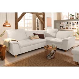 Ecksofa Home Affaire, B:275cm H:81cm T:214cm, beige, Luxus-Microfaser Lederoptik (100% Polyester);Microfaser PRIMABELLE (100% Polyester);Feinstruktur