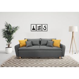 Schlafsofa Inosign, B:235cm H:97cm T:95cm, grau, 100%Polyester, Kinderzimmer, Sofas, "Anika", mit Boxspringaufbau, Bettfunktion & Bettkasten,
