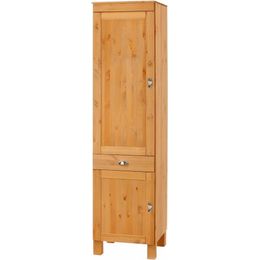 Hochschrank Home Affaire, B:50cm H:205cm T:60cm, beige, Massivholz, Schr&auml;nke, "Oslo", 50 cm breit, in 2 Tiefen, 2 T&uuml;ren, 1 Schublade, aus massiver