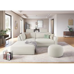 Sit & More Ecksofa SIT & MORE, B:243cm H:80cm T:198cm, beige, Samtoptik (100% Polyester);Soft clean (98% Polyester, 2% Polyamid);Struktur fein (100% Polyester),