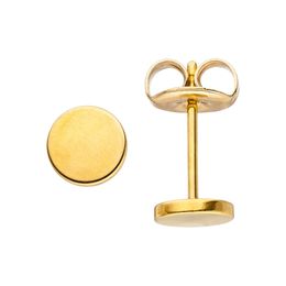 Jobo Damen Paar Ohrstecker, 6mm, Edelstahl, gold, Edelstahl, Ohrringe, STUDS rund Edelstahl goldfarben