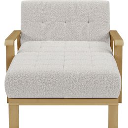 Sit & More Recamiere SIT & MORE, B:109cm H:88cm T:185cm, beige, 100% Polyester, Sofas, "Billund", Armlehnen aus eichefarbigem Buchenholz, verschiedene Bezüge