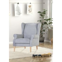 Ohrensessel GUTMANN FACTORY, B:82cm H:95cm T:85cm, blau, 100% Polyester, Sessel