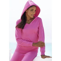 Lascana Damen Strickpullover, Gr. 32, pink, Obermaterial: 50% Viskose, 28% Polyester, 22% Nylon, unifarben, Basic, Pullover, Kapuzensweatshirt aus