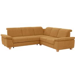 Ecksofa Home Affaire, B:256cm T:236cm, gelb, Luxus-Microfaser Florence (100% Polyester);Luxus-Microfaser weich (90% Polyester, 10% Polyamid);Webstoff