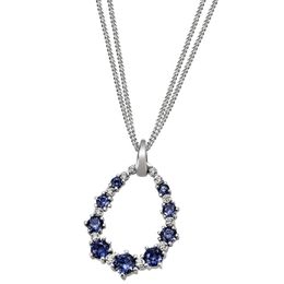 Firetti Damen Kette mit Anhänger "Schmuck Geschenk Silber 925 Halsschmuck Halskette Panzerkette Tropfen", Silber 925 (Sterlingsilber), blau, Silber