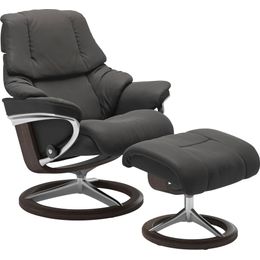 Fußhocker stressless, B:55cm H:43cm T:41cm, grau, Leder BATICK: BATICK ist ein leicht korrigiertes, durchgefärbtes und genarbtes Möbelleder, bei dem