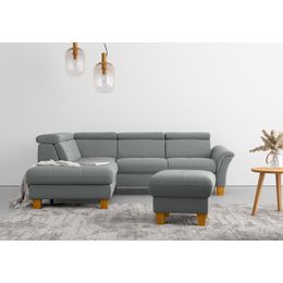 Ecksofa Home Affaire, B:249cm H:84cm T:217cm, grau, 100% Polyester, Wohnzimmer, Sofas, "Lindgren L-Form", wahlweise mit TV-Funktion, Stauraum und