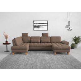Sit & More Wohnlandschaft SIT & MORE, B:338cm H:88cm T:172cm, braun, 100% Polyester, Sofas, "Westham U-Form", wahlweise mit Bettfunktion, Bettkasten,