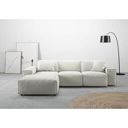 Ecksofa Andas, B:264cm H:71cm T:191cm, silber, 100% Polyester, Wohnzimmer, Sofas, "Glimminge L-Form auch in Breitcord, Feincord + Easy care-Bezug",