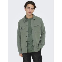 Only & Sons ONLY & SONS Herren Langarmhemd "ONSNEWKODYL OVERSHIRT SWEAT NOOS", grau, Gr. XL, unifarben, Web, Obermaterial: 62% Polyester, 33% Viskose, 5%