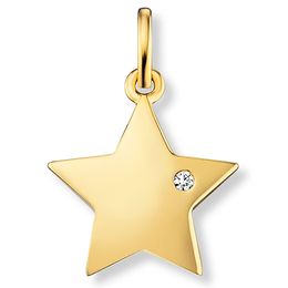 ONE ELEMENT Damen Kettenanh&auml;nger "0.01 ct Diamant Brillant Stern Anh&auml;nger aus 585 Gelbgold", 0,01, Diamanten Gelbgold 585 Gold, gold, Diamanten,