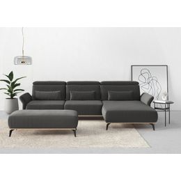 Ecksofa Places of Style, B:324cm H:93cm T:184cm, grau, 100% Polyester, Wohnzimmer, Sofas, "Fjord L-Form", massiv, wahlweise mit Armlehnfunktion,