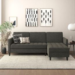 Ecksofa DOREL HOME, B:213cm H:83cm T:154cm, grau, Webstoff, 100% Polyester, Wohnzimmer, Sofas, "Presley, L-Form", Ecksofa mit Bett-Funktion und