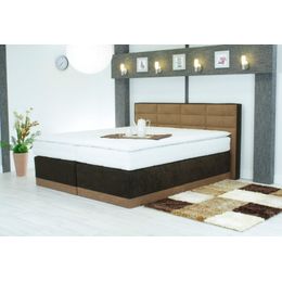 Boxspringbett, B:104cm L:216cm, braun, Westfalia Schlafkomfort, Bezug von Kopfteil und seitliche Einfassung von Unterbau aus kuschelweichem und