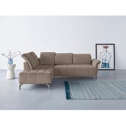 Ecksofa Inosign, B:260cm H:79cm T:220cm, beige, 100% Polyester, Wohnzimmer, Sofas, "Fresh L-Form", Federkern, wahlweise Kopfteilverstellung und