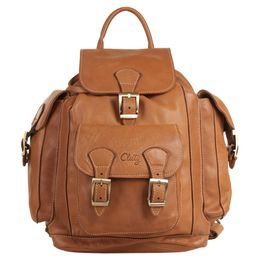 CLUTY Cityrucksack, braun, Leder, Rindsleder, unifarben, Rucksäcke, echt Leder, Made in Italy