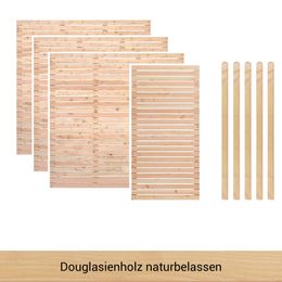 Bm Massivholz Zaun "Kurt Set 3.1", H/L: 180cm, Pfosten: 5 Stk., beige, Zaunelemente, 3 Elemente 180 x 180cm, 1 Element 90x180cm, 5 Pfosten, L&auml;nge