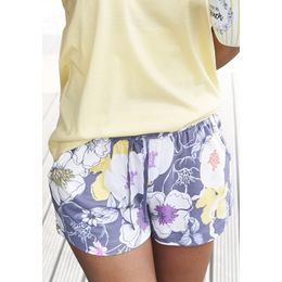 Vivance Dreams Damen Schlafshorts, Gr. 32, bunt, Single Jersey, Obermaterial: 50% Baumwolle, 50% Viskose, geblümt, Basic, Hosen, mit Alloverdruck