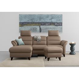 Sit & More Ecksofa SIT & MORE, B:250cm H:87cm T:163cm, braun, 100% Polyester, Wohnzimmer, Sofas, "Mellum L-Form", Federkern, wahlweise mit Bettfunktion,