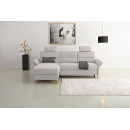 Ecksofa Home Affaire, B:252cm H:90cm T:162cm, silber, 98% Polyester 2% Polyamid, Wohnzimmer, Sofas, "Westerland L-Form", Federkern-Polsterung,