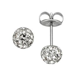 Jobo Damen Paar Ohrstecker, 5,1mm, Edelstahl, silber, Edelstahl, Ohrringe, Edelstahl mit Kristallsteinen