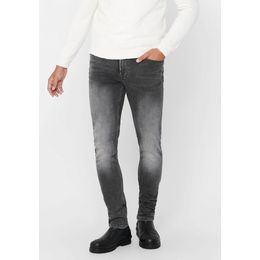 Only & Sons ONLY & SONS Herren Slim-fit-Jeans "LOOM SLIM", grau, Gr. 33, Denim/Jeans, Obermaterial: 98% Baumwolle, 2% Elasthan, Jeans