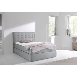 Boxspringbett Inosign, B:155cm L:210cm, grau, Feinstruktur(100% Polyester);Bezug der Spiegelfläche Matratzendrell aus 100% Polyester, Komplettbetten,