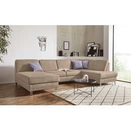 Sit & More Wohnlandschaft SIT & MORE, B:319cm H:89cm T:190cm, beige, Sofas, "Clio U-Form", wahlweise mit Bettfunktion und Bettkasten, inklusive Federkern