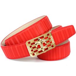 Anthoni Crown Damen Lederg&uuml;rtel, rot, festlich, Gr. 75, unifarben, Leder, G&uuml;rtel, mit goldfarbener stilisierter Lilien-Schnalle