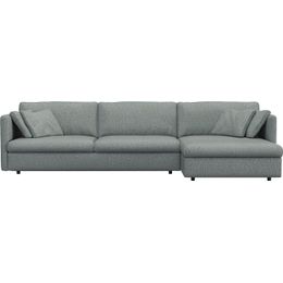 Ecksofa FLEXLUX, B:323cm H:84cm T:183cm, blau, 62% Polyester/14% Cotton/7% Linen, Wohnzimmer, Sofas, "Lovane", Weich & anschmiegsam, große Sitztiefe